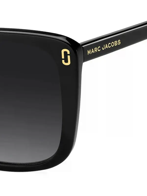 Marc Jacobs Square Frame Sunglasses With Gold Logo Detail - Black