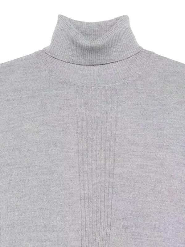 Patrizia Pepe Roll Neck Ribbed Sweater - Grey