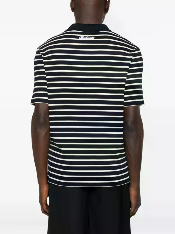 Balmain Striped-pattern Short-sleeve Polo Shirt