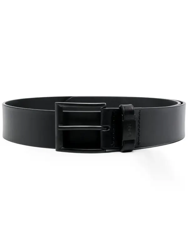 BOSS Leather Belt With Buckle Fastening - Black