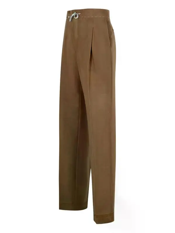MAISON MARGIELA Drawstring-waist Pleated Trousers - Brown