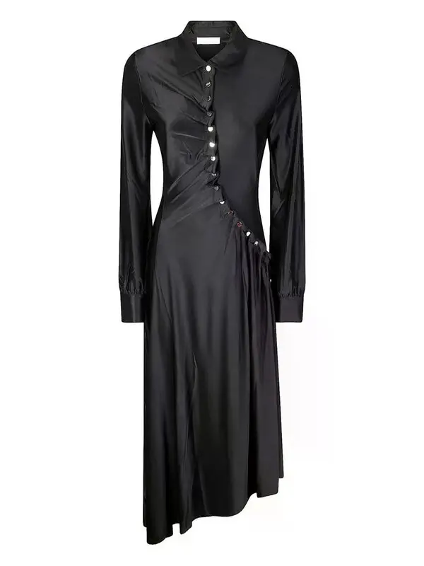 Rabanne Draped Long-sleeve Dress