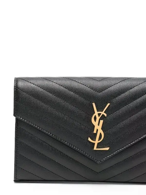 Saint Laurent Cassandre Logo-plaque Clutch - Black