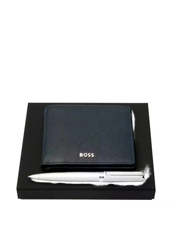BOSS Leather-textured Wallet Pen Set