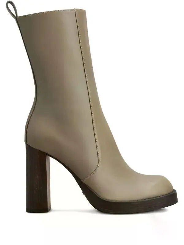 TOD'S Leather Block-heel Boots With Zip Detail