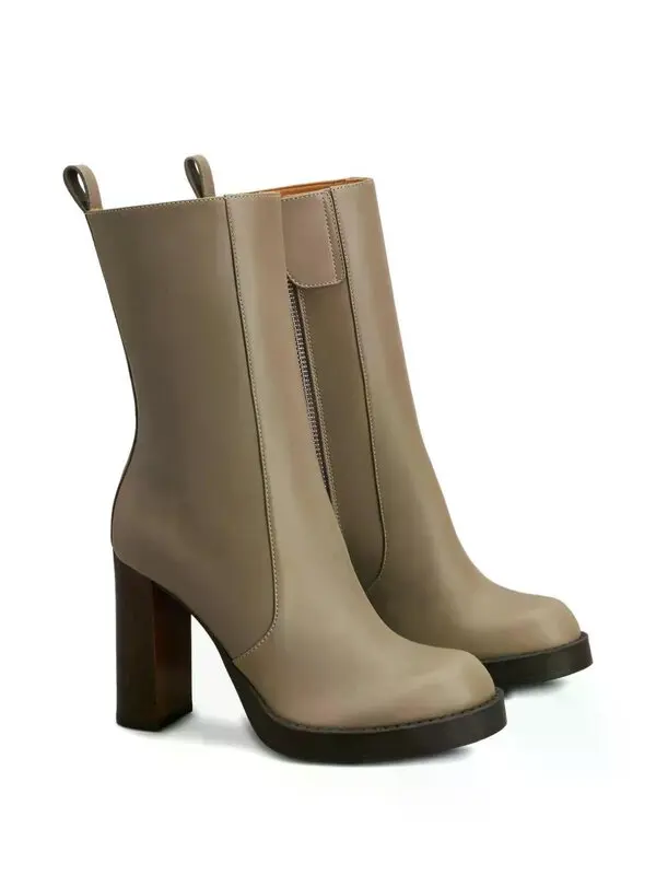 TOD'S Leather Block-heel Boots With Zip Detail