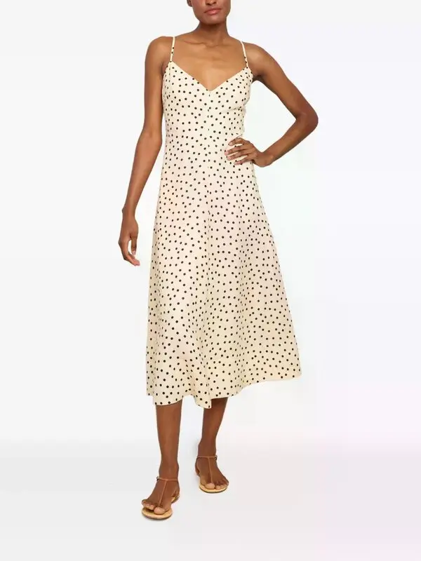 Cara Cara Polka-dot A-line Midi Dress - White