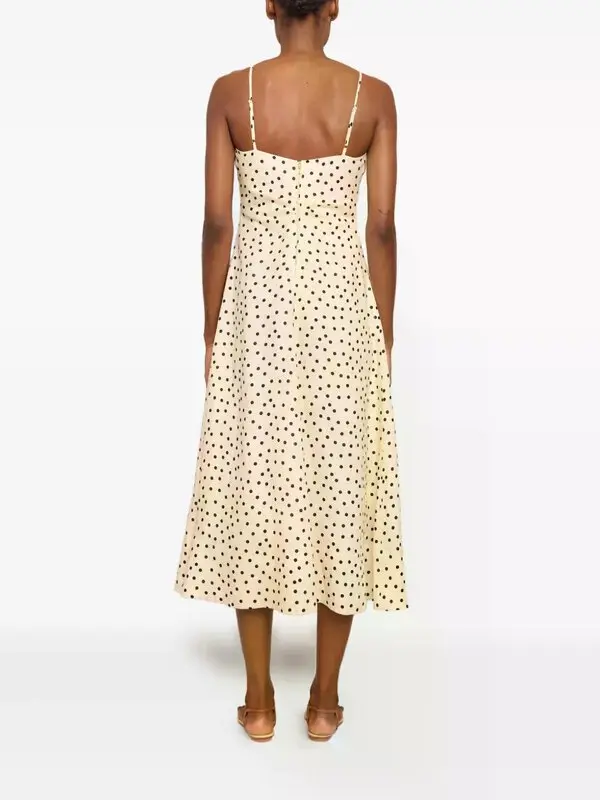Cara Cara Polka-dot A-line Midi Dress - White