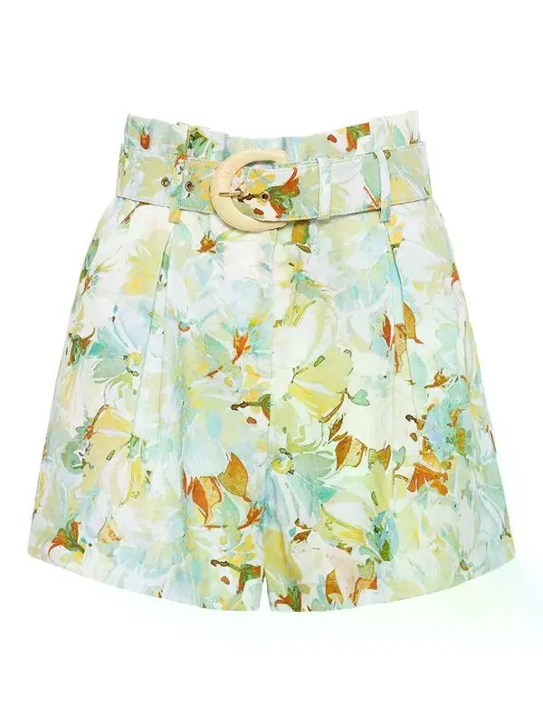 Cara Cara Floral-print Belted Shorts