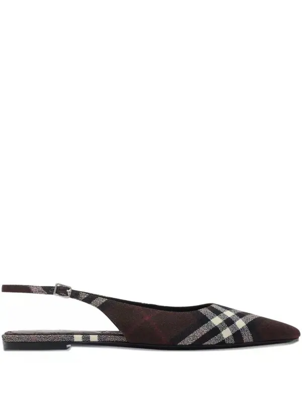 Burberry Check Slingback Flat Pumps
