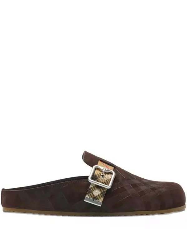 Burberry Check Pattern Buckle Sandals - Brown
