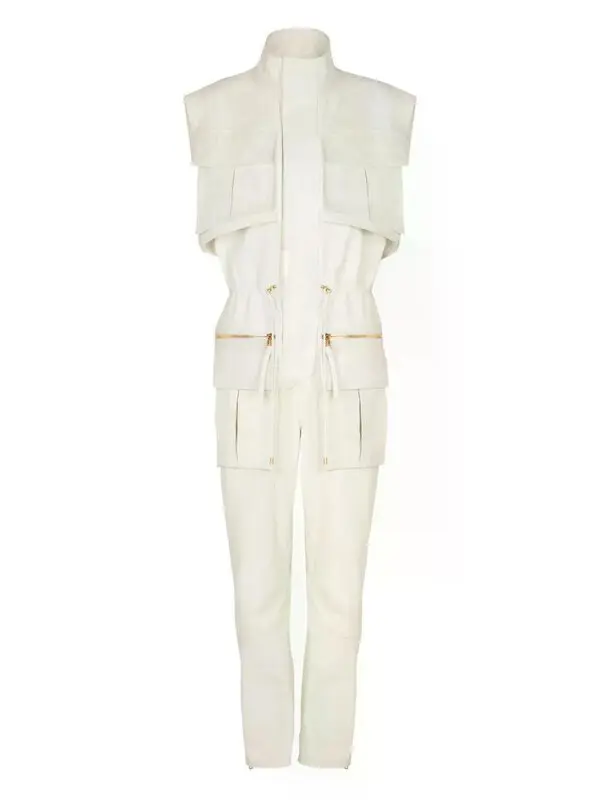 Balmain Sleeveless Pocket Jumpsuit - White