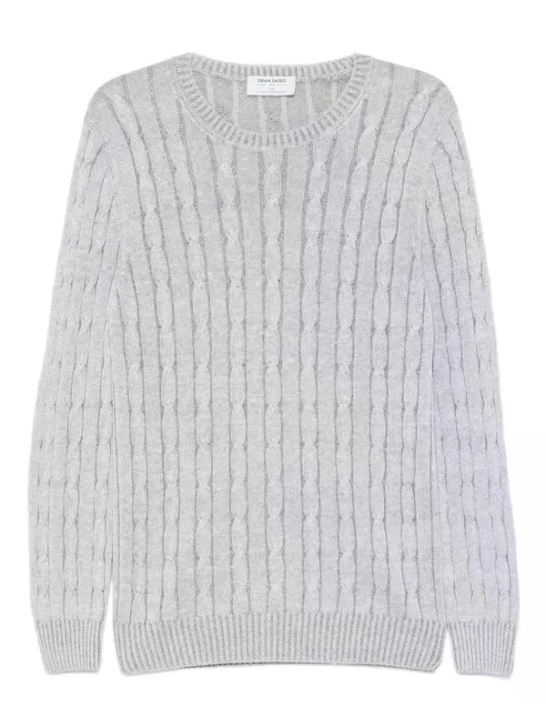 GRAN SASSO Cable-knit Crew-neck Sweater - Grey