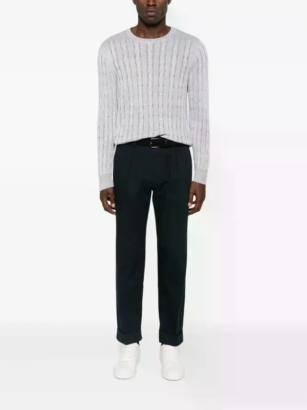 GRAN SASSO Cable-knit Crew-neck Sweater - Grey