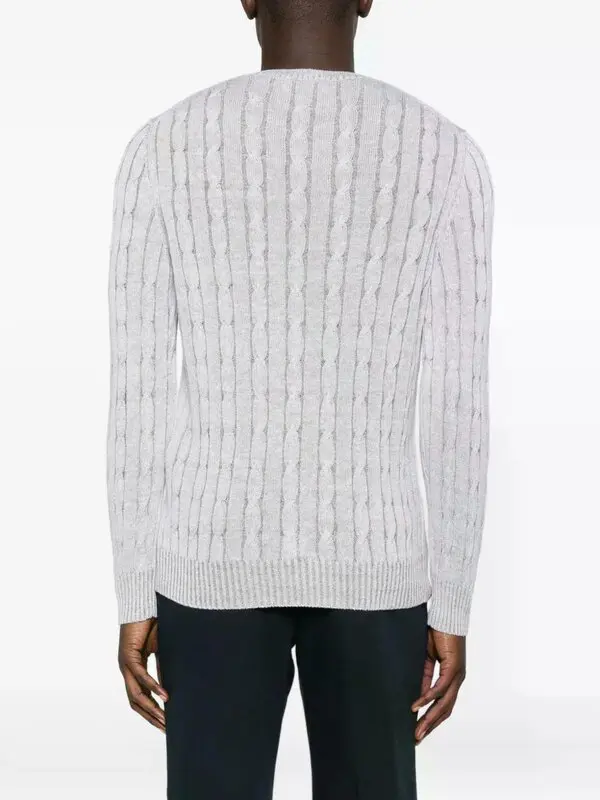 GRAN SASSO Cable-knit Crew-neck Sweater - Grey
