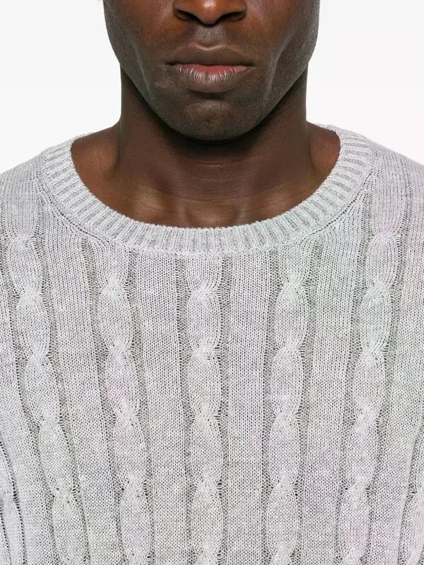 GRAN SASSO Cable-knit Crew-neck Sweater - Grey