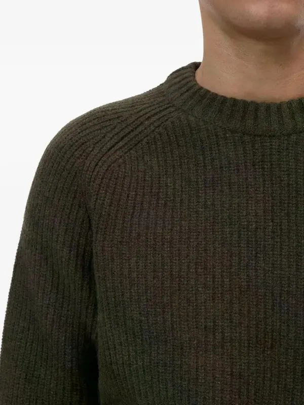 Closed Raglan-sleeve Ribbed Sweater