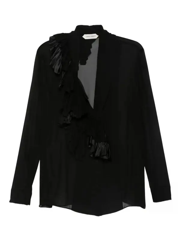 Alberta Ferretti Ruffled Long-sleeve Blouse