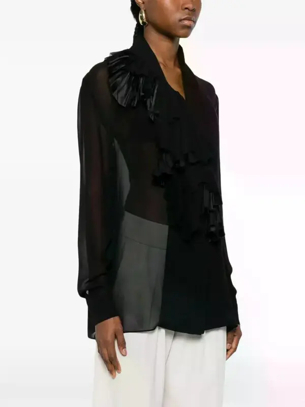 Alberta Ferretti Ruffled Long-sleeve Blouse