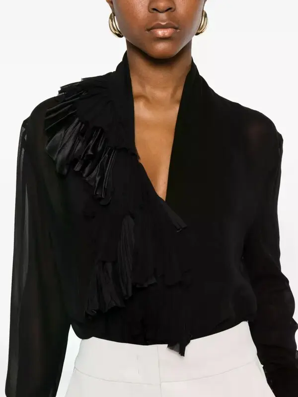 Alberta Ferretti Ruffled Long-sleeve Blouse