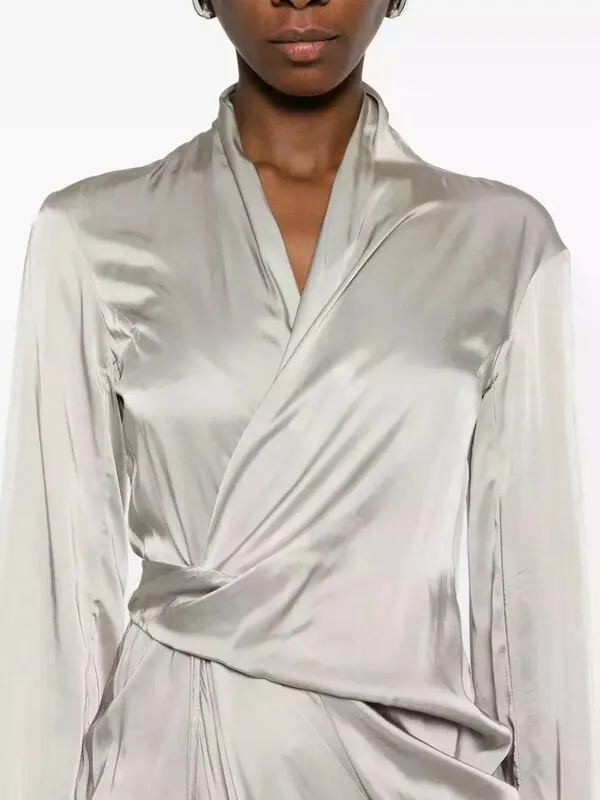 Rick Owens Draped Wrap Midi Dress - Grey