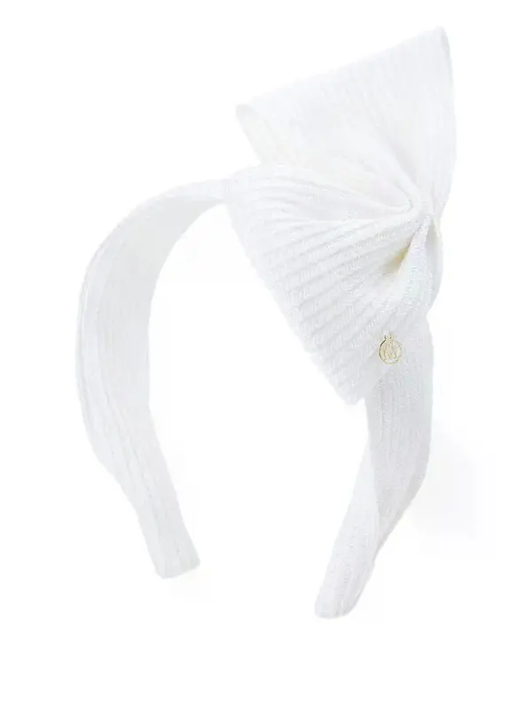 MAISON MICHEL Ribbed Bow Headband - White