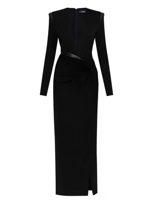 Versace Shoulder-pad Slit Maxi Dress