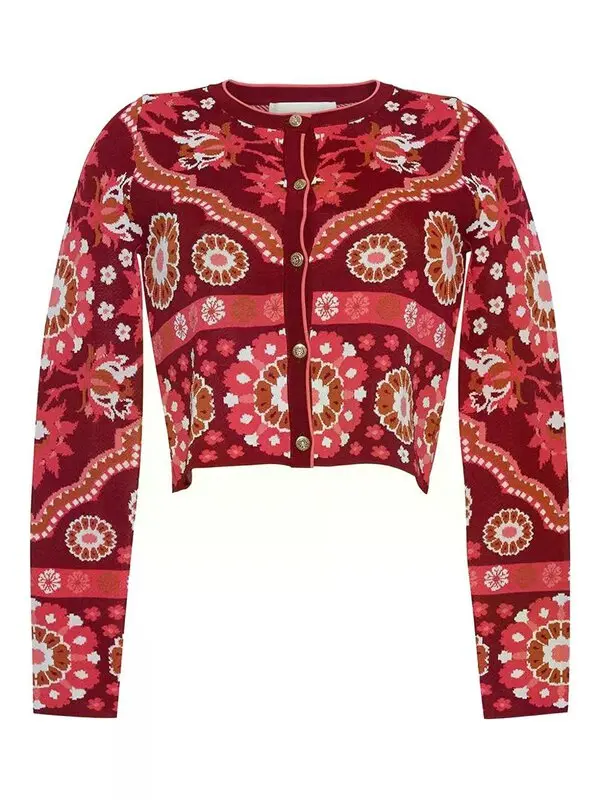 Cara Cara Ila Floral-jacquard Cardigan - Red