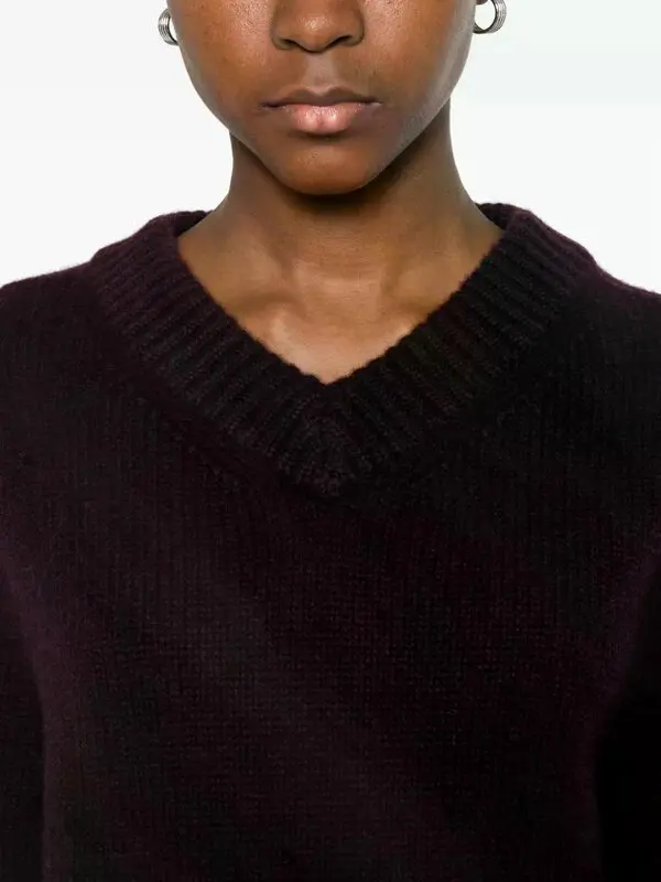 Soft Goat Knit Chunky V-neck - Red