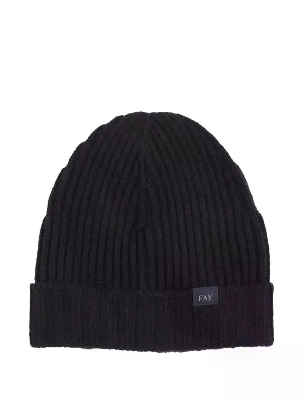 FAY Ribbed Beanie - Black