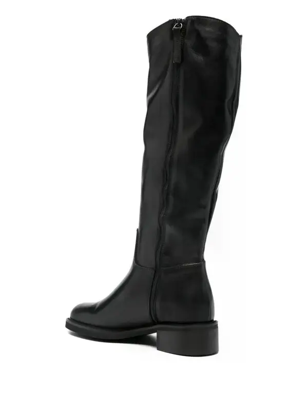 PROGETTO Round-toe Leather Boots