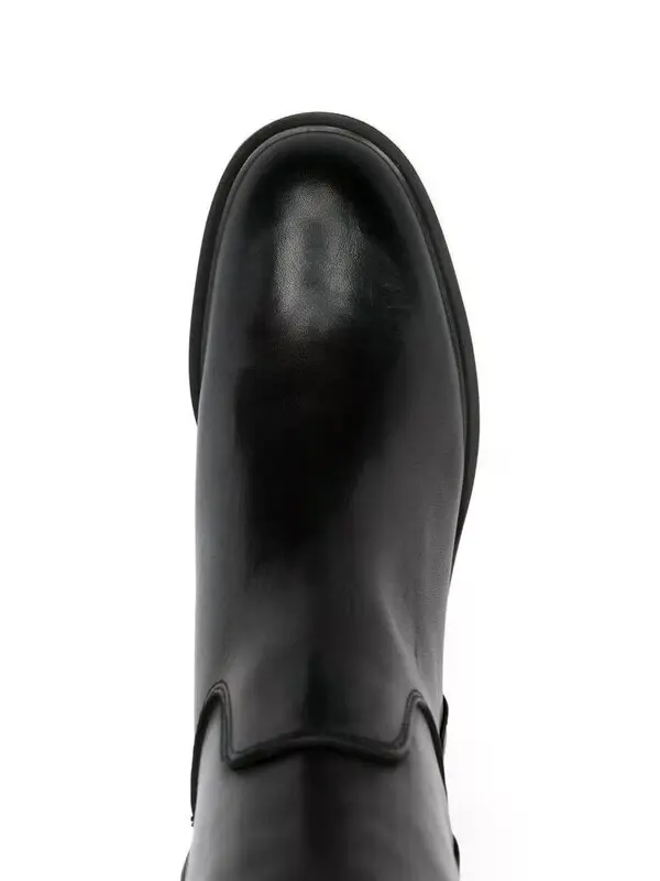 PROGETTO Round-toe Leather Boots