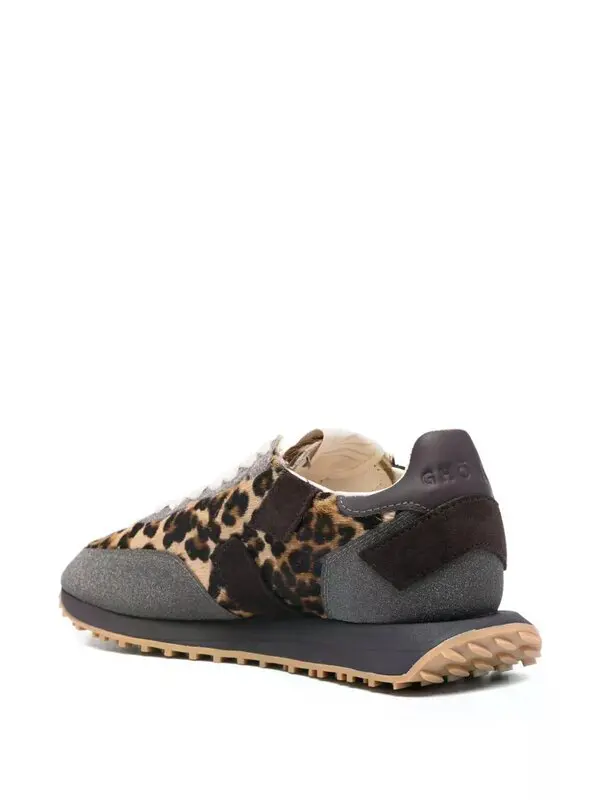 GHOUD VENICE Animal-print Panelled Sneakers - Brown
