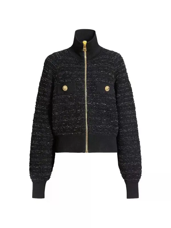 Balmain Tweed Bomber Jacket - Black