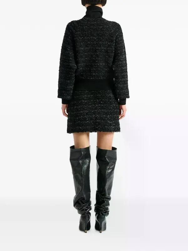 Balmain Tweed Bomber Jacket - Black