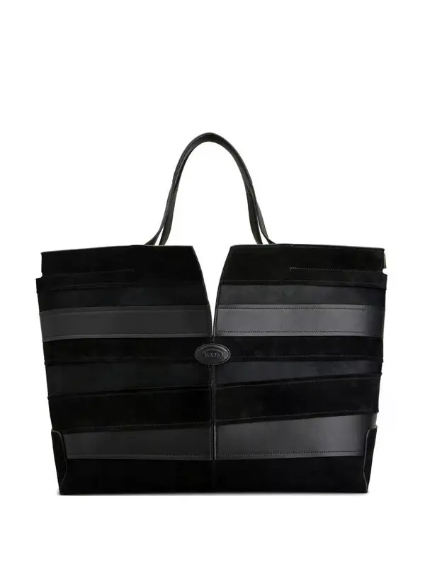 TOD'S Leather-suede Striped Tote Bag