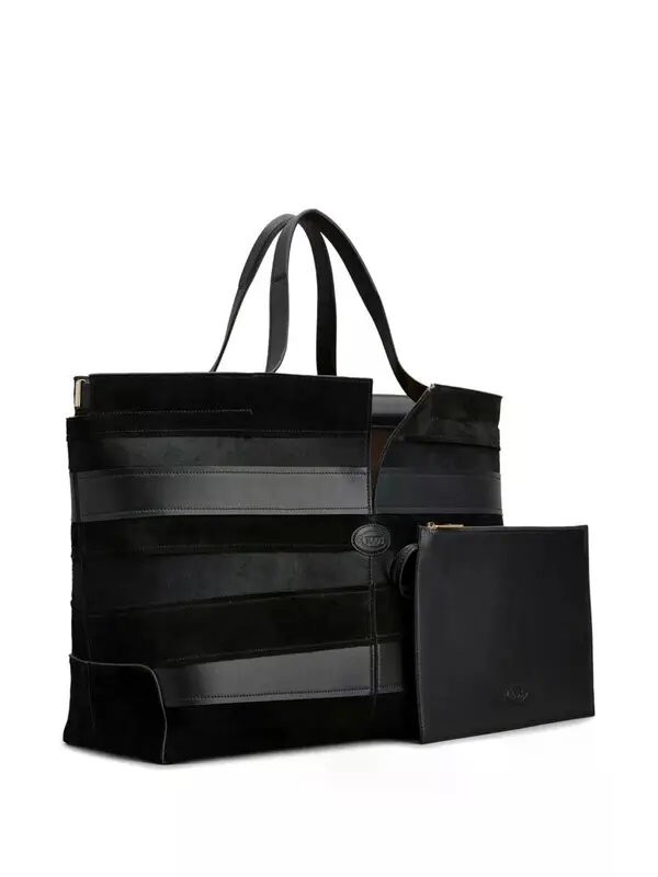 TOD'S Leather-suede Striped Tote Bag