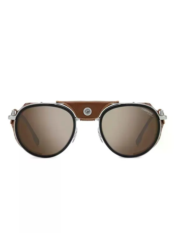 Carrera Eyewear Leather-shield Round-frame Sunglasses
