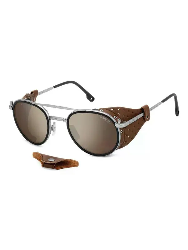 Carrera Eyewear Leather-shield Round-frame Sunglasses