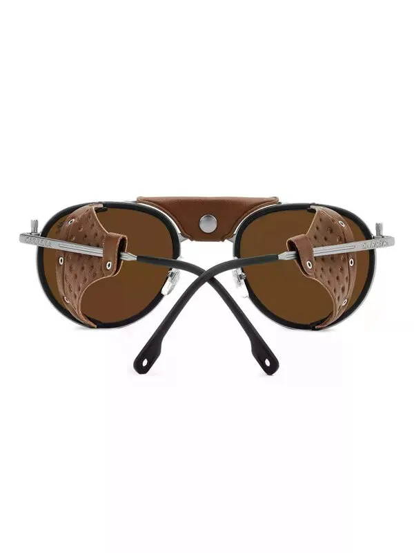 Carrera Eyewear Leather-shield Round-frame Sunglasses