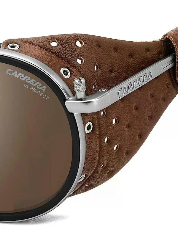 Carrera Eyewear Leather-shield Round-frame Sunglasses