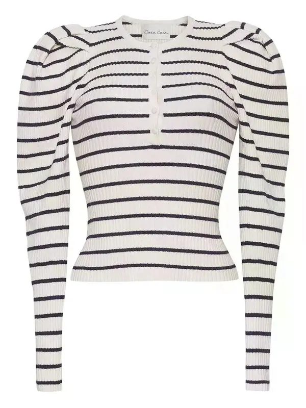 Cara Cara Puff-sleeve Striped Top