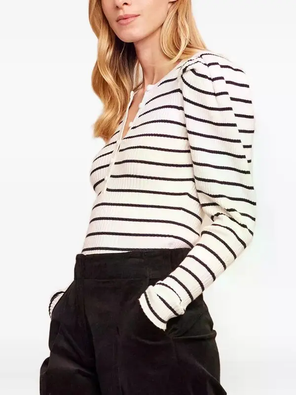 Cara Cara Puff-sleeve Striped Top