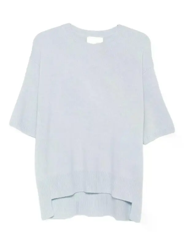 LISA YANG Cashmere Short Sleeve Top - Blue