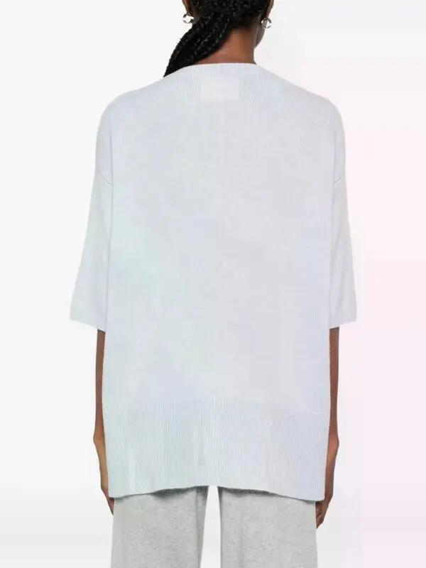 LISA YANG Cashmere Short Sleeve Top - Blue