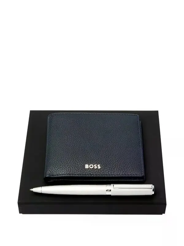 BOSS Leather-textured Wallet Pen Set