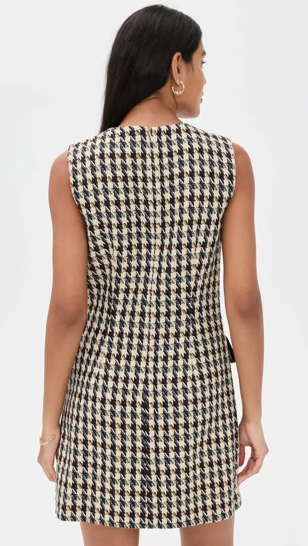 Shoshanna Abigail Houndstooth Tweed Mini Dress