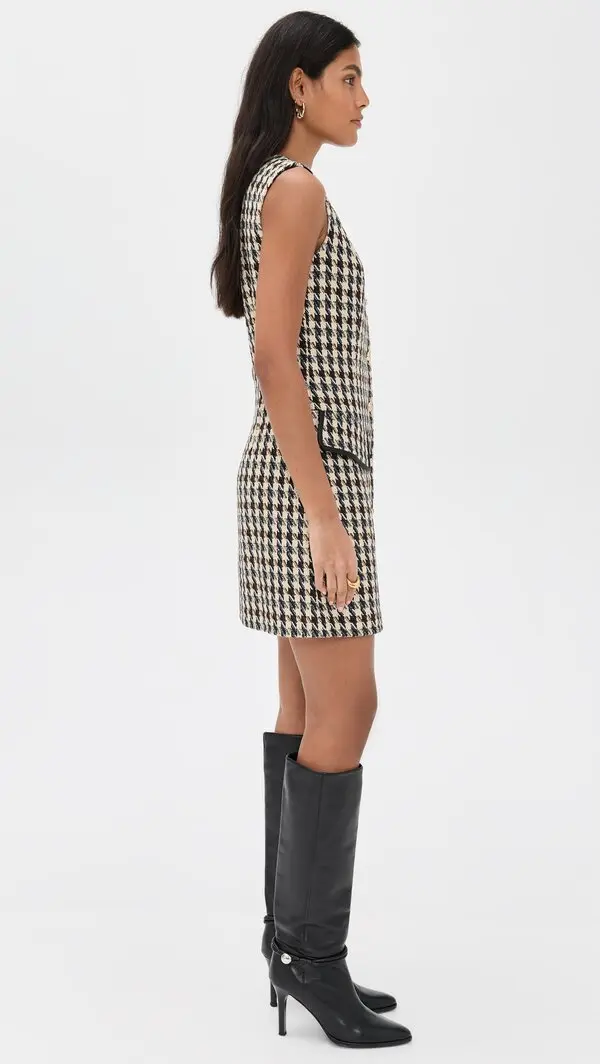 Shoshanna Abigail Houndstooth Tweed Mini Dress
