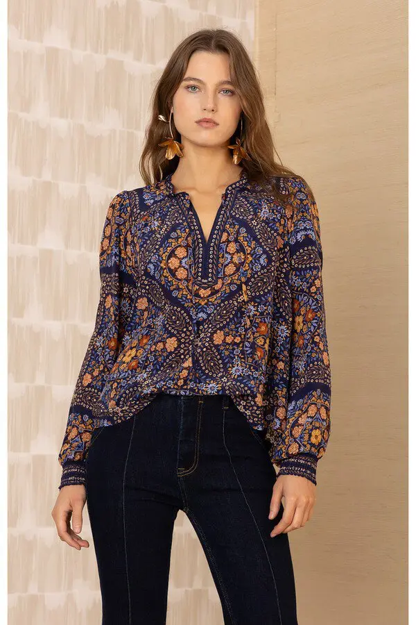Hale Bob Raina Silk Blouse - Black