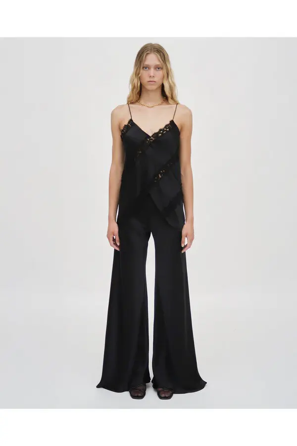 Rosetta Getty Bias Cut Wide Leg Pant - Black